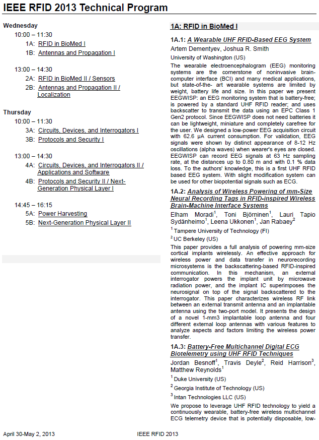 IEEE RFID 2013 » Full Technical Program