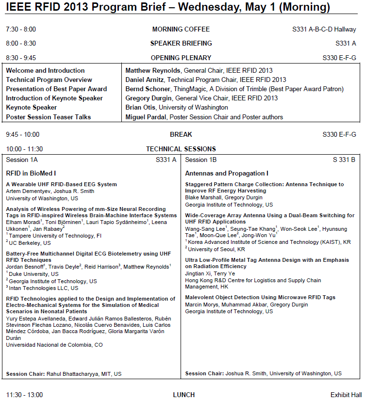 IEEE RFID 2013 » Program Brief
