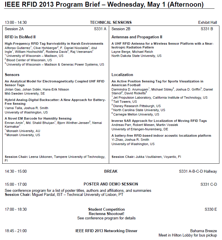 IEEE RFID 2013 » Program Brief